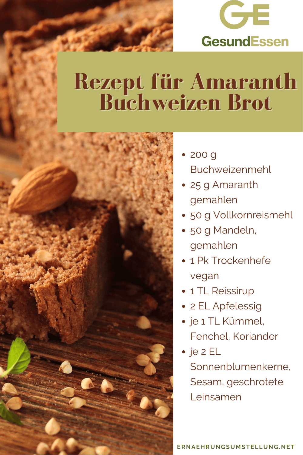 Rezept ★ Amaranth ★ Buchweizen ★ Brot ★ glutenfrei & vegan